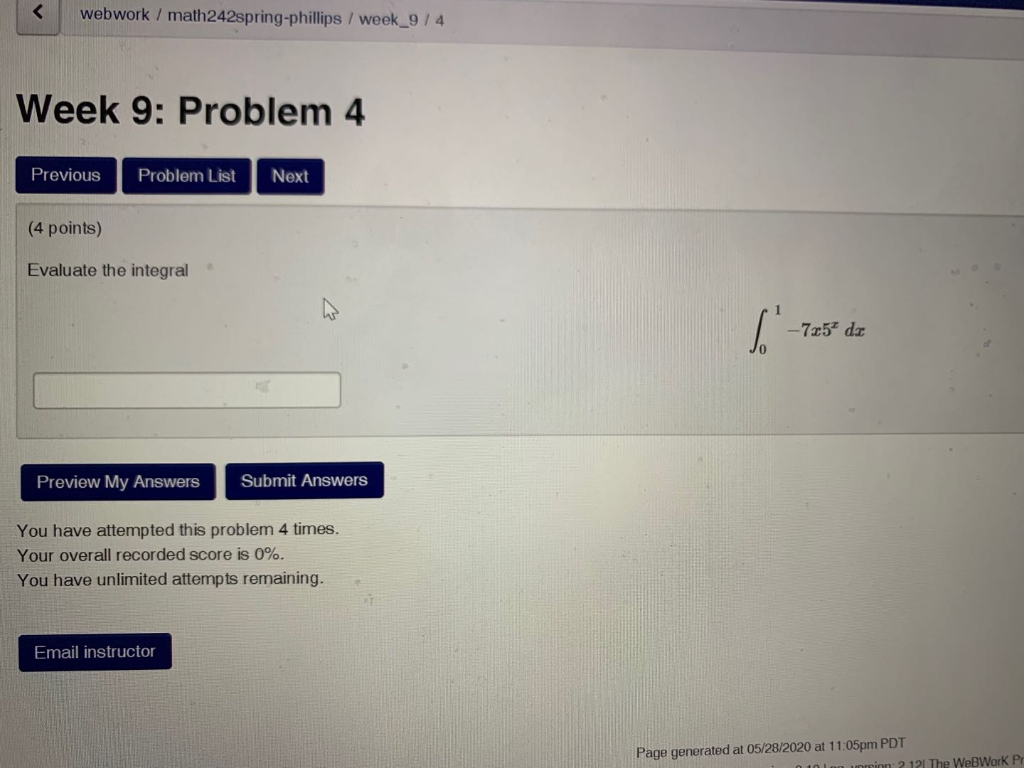 Solved webwork / math242spring-phillips / week_9 / 4 Week 9: | Chegg.com Solved webwork / math242spring-phillips / week_9 / 4 Week 9: | Chegg.com