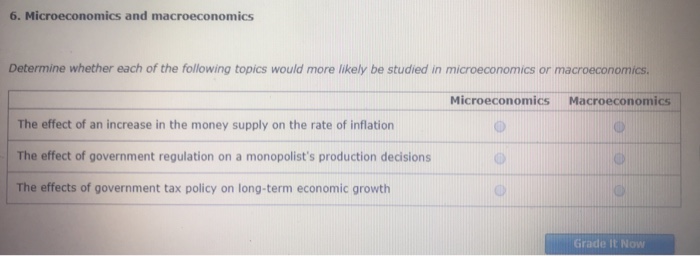 Solved 6. Microeconomics and macroeconomics Determine | Chegg.com