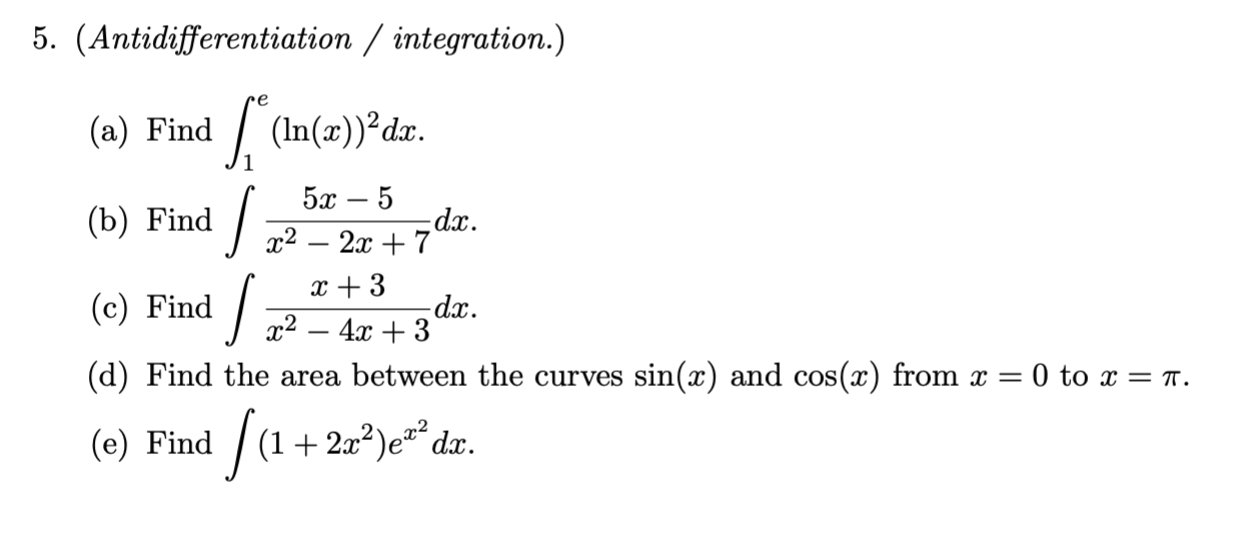 Solved 5. (Antidifferentiation integration.) (a) Find S, | Chegg.com