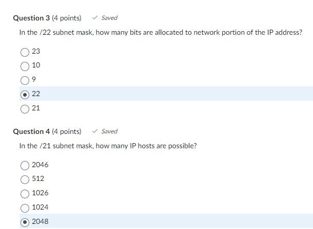 Solved In the /22 subnet mask, how many bits are allocated | Chegg.com