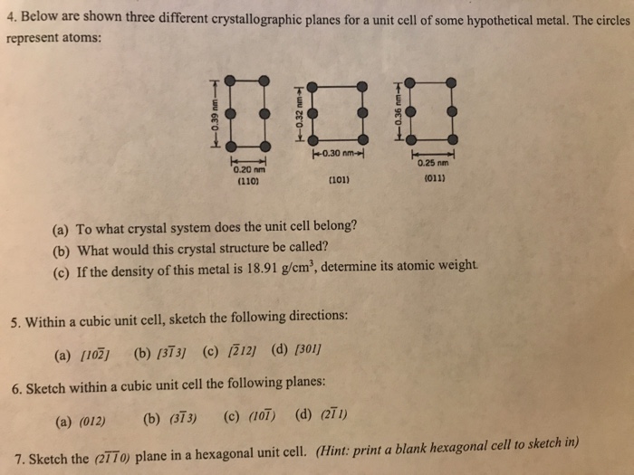 Solved Below are shown three different crystallographic | Chegg.com