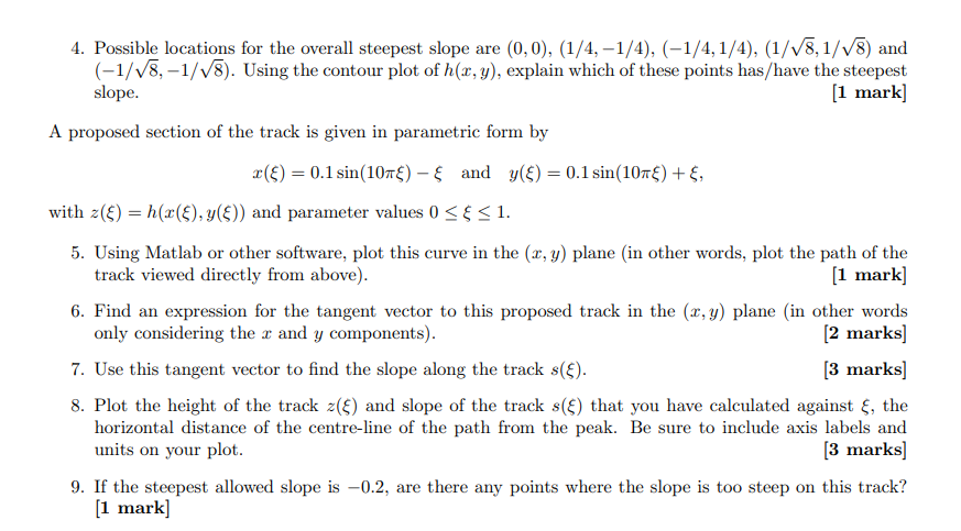 Part A: Track slopes A track is planned for a ridge | Chegg.com