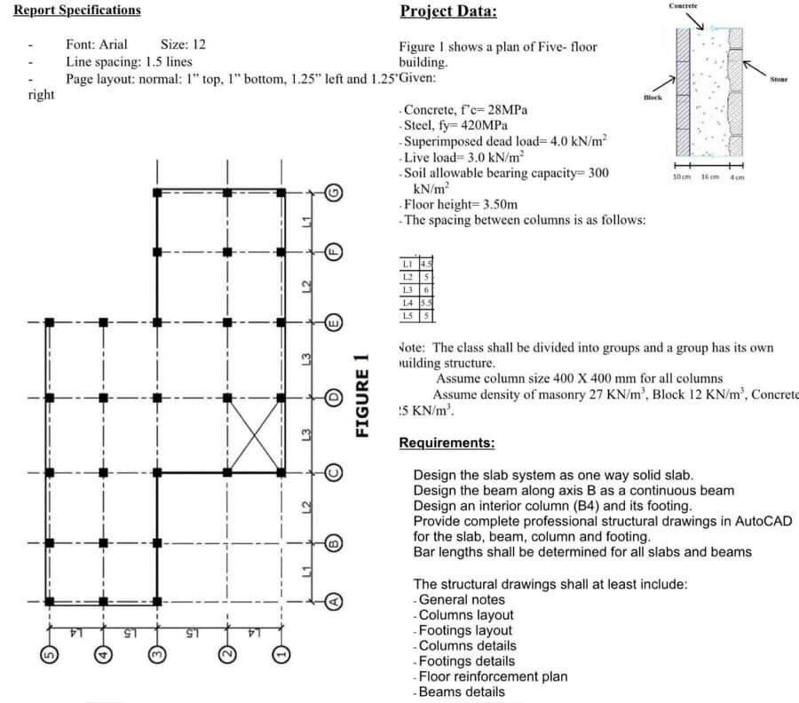 Concrete SS Report Specifications Project Data: Font: | Chegg.com
