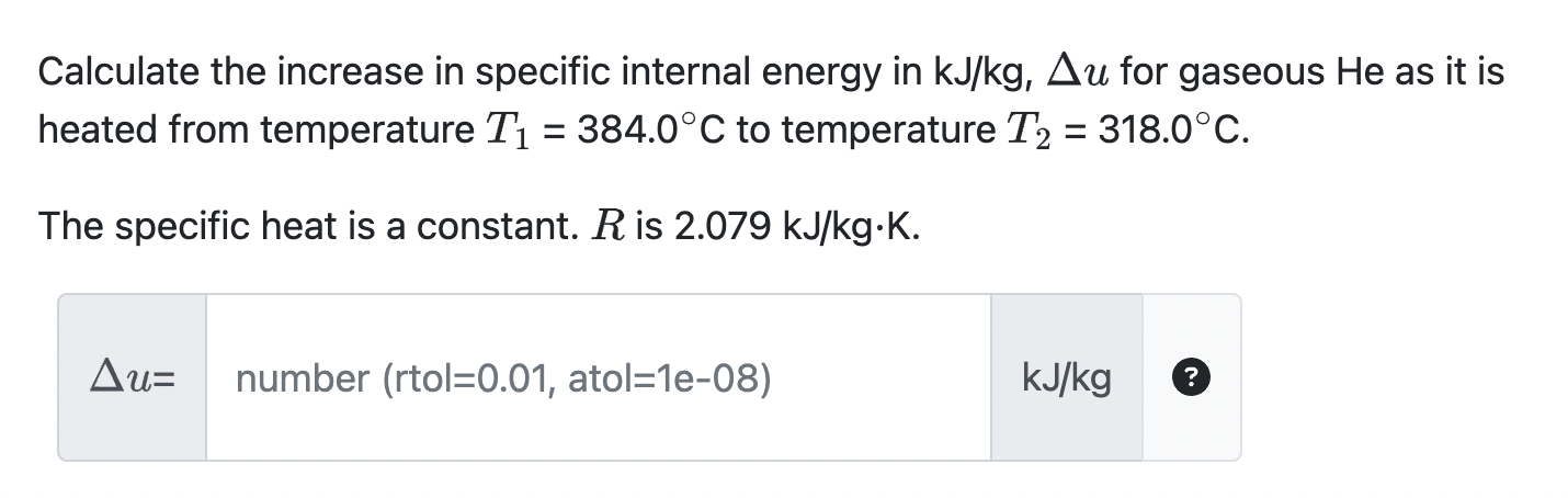 Solved Calculate the increase in specific internal energy in | Chegg.com