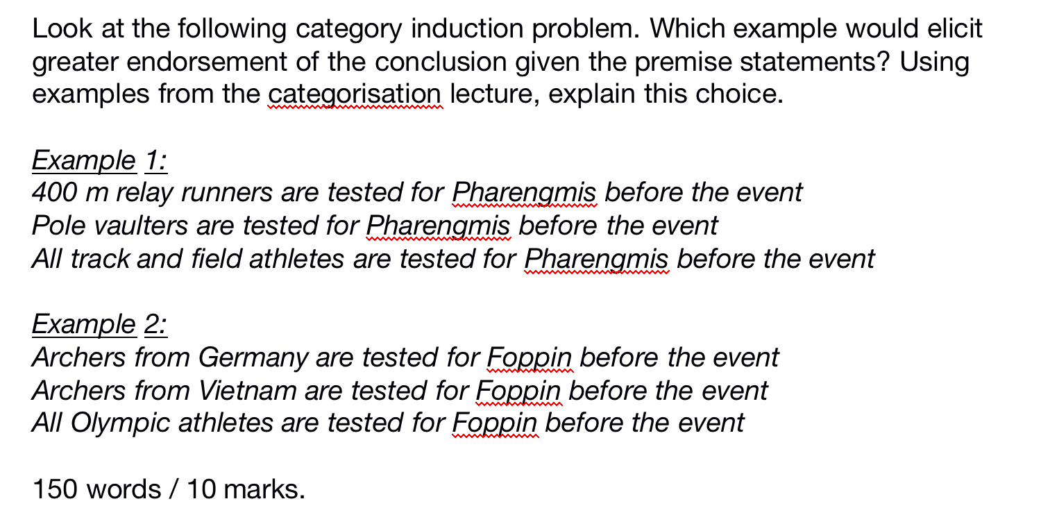 Look at the following category induction problem. | Chegg.com