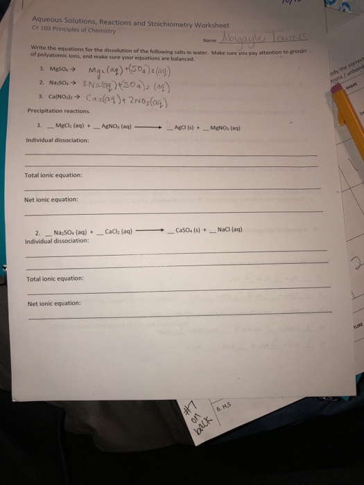 Solved Aqueous Solutions, Reactions and Stoichiometry | Chegg.com