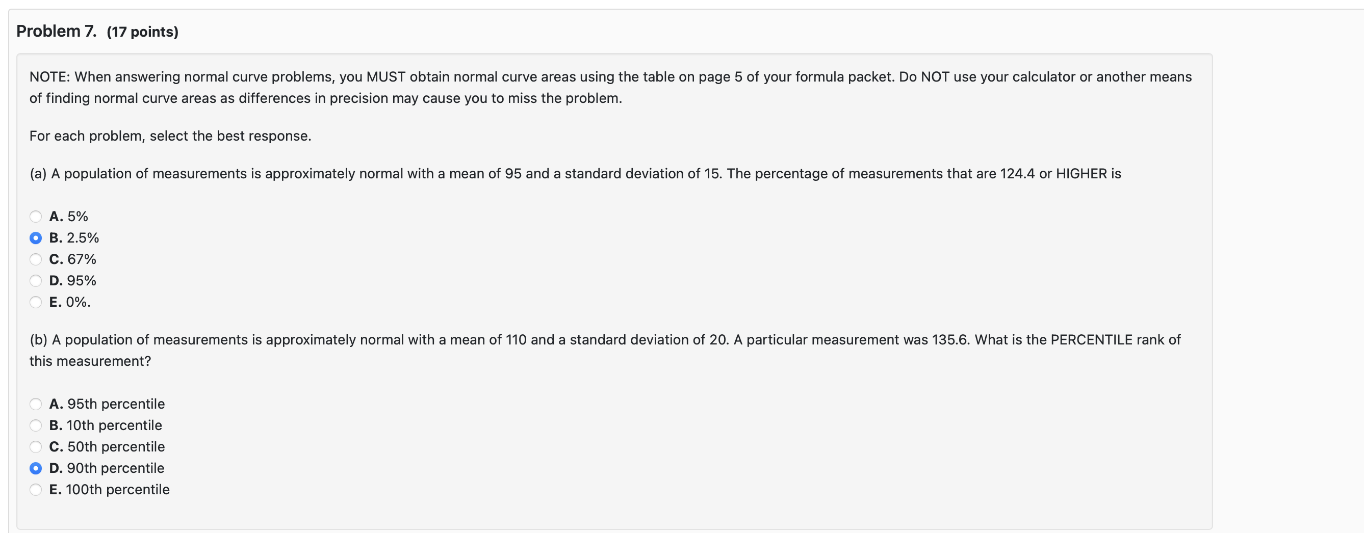 Solved NOTE: When answering normal curve problems, you MUST | Chegg.com