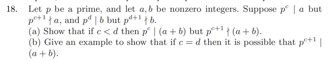 Solved 18. Let p be a prime, and let a,b be nonzero | Chegg.com
