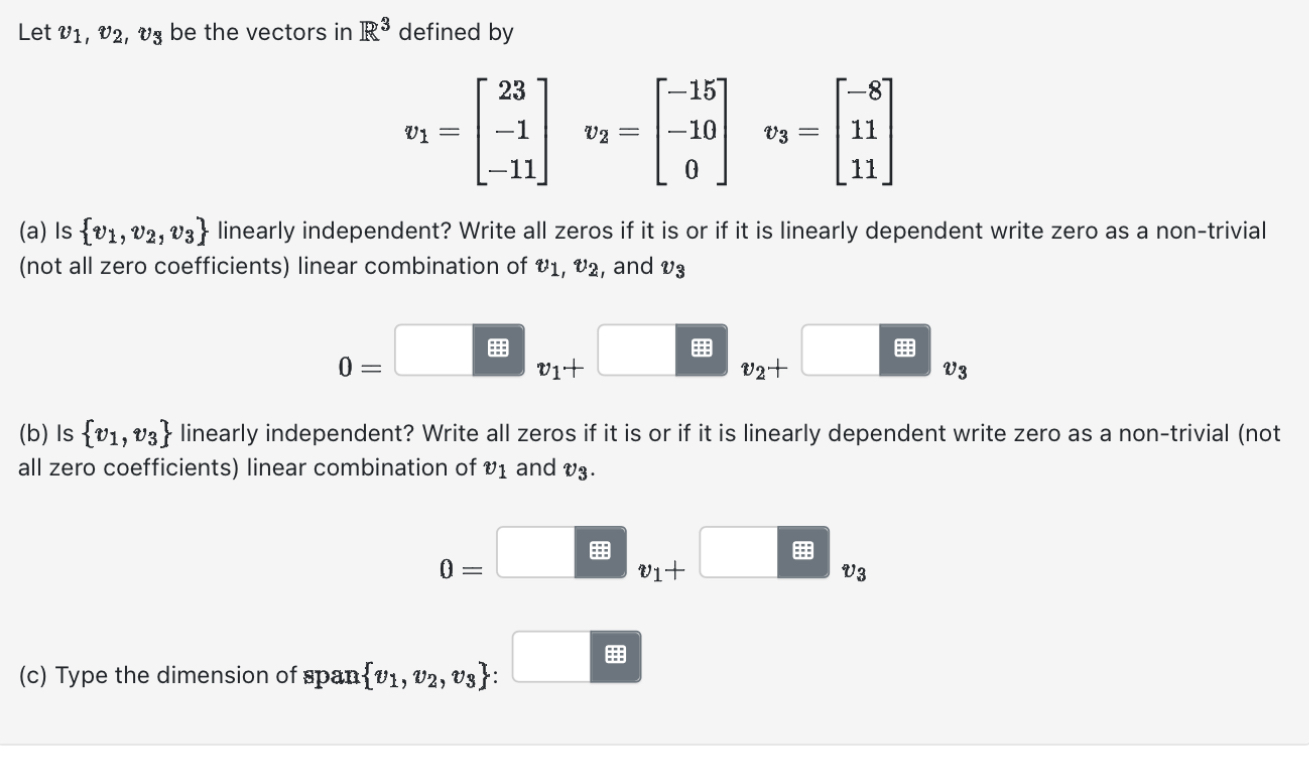 Solved Let v1,v2,v3 be the vectors in R3 defined by | Chegg.com