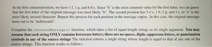 Solved Part II: Recovering Garbled Text (4 points) In a | Chegg.com