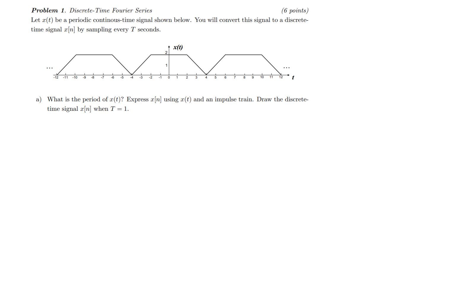 Solved Problem 1. Discrete-Time Fourier Series (6 points) | Chegg.com