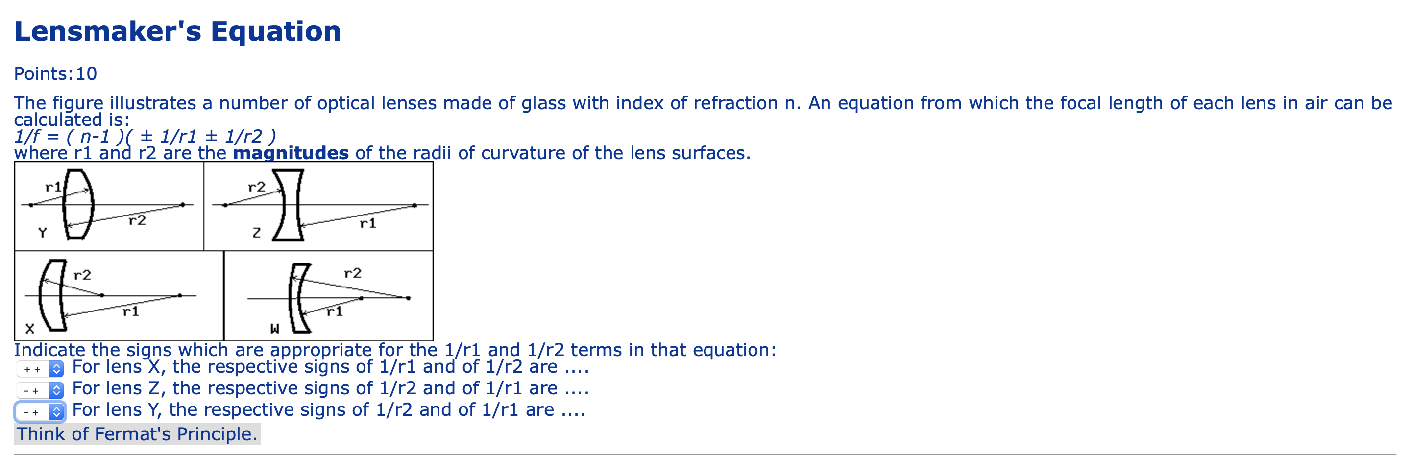 Solved Lensmaker's Equation Points:10 The figure illustrates | Chegg.com