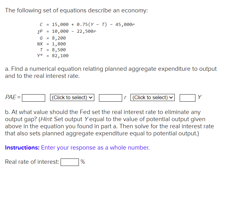 Solved The following set of equations describe an economy: | Chegg.com