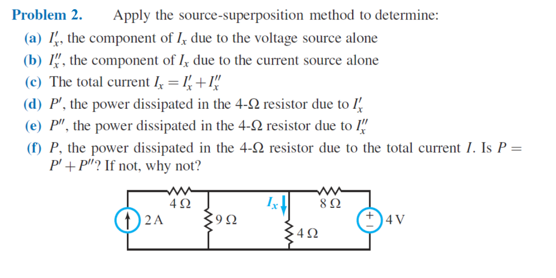 Solved Problem 2. Apply the source-superposition method to | Chegg.com