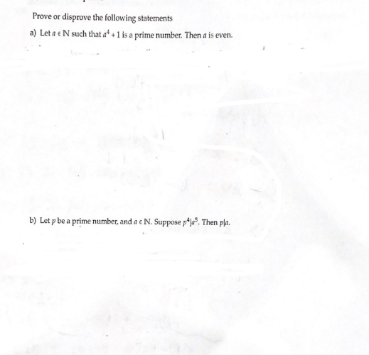 Solved Prove or disprove the following statements a) Let a∈N | Chegg.com