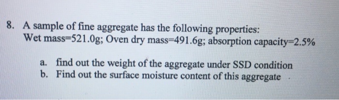 Solved A sample of fine aggregate has the following | Chegg.com