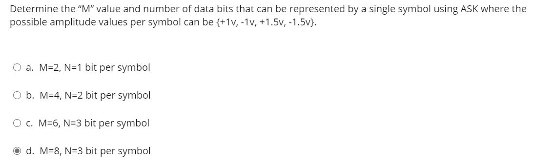 Determine the "M" value and number of data bits that | Chegg.com