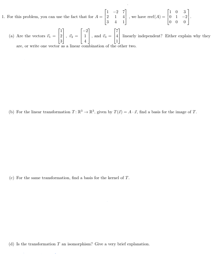 Solved Question 1For this problem, you can use the fact that | Chegg.com