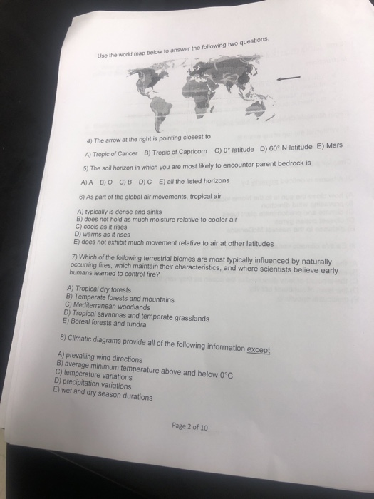 Solved Use the world map below to answer the following two | Chegg.com