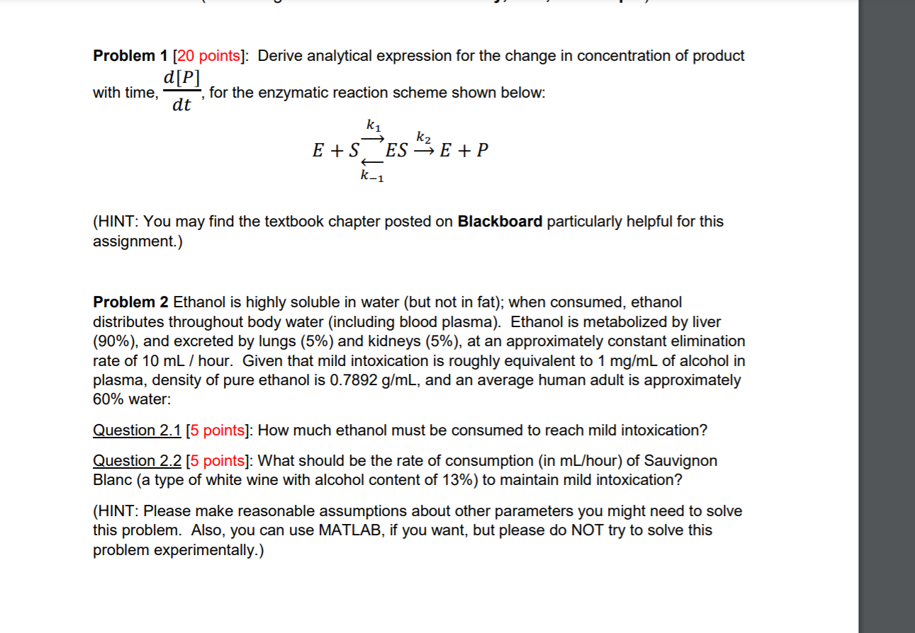 Problem 1 [20 points]: Derive analytical expression | Chegg.com