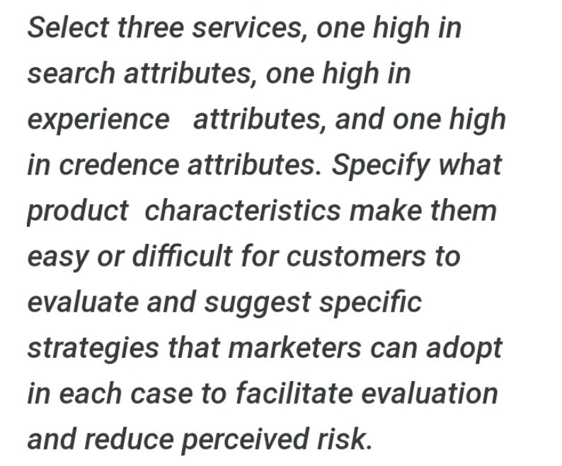 Solved Select three services, one high in search attributes, | Chegg.com