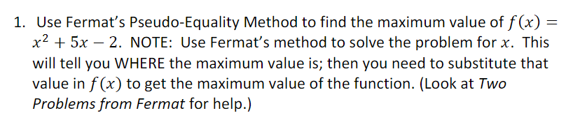 Solved 1. Use Fermat's Pseudo-Equality Method to find the | Chegg.com Solved 1. Use Fermat's Pseudo-Equality Method to find the | Chegg.com