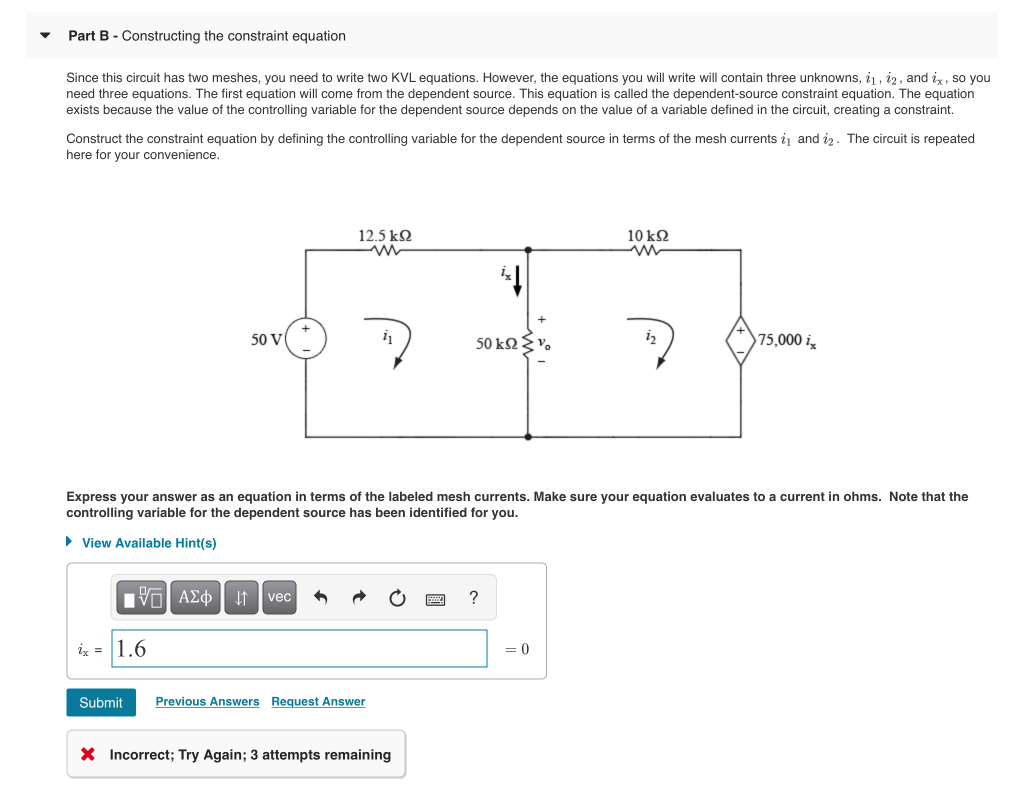 Solved Part B - Constructing the constraint equation Since | Chegg.com