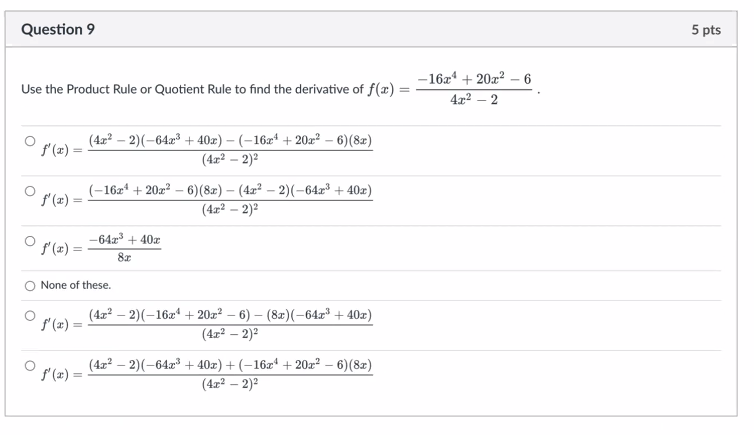 Solved Use the Product Rule or Quotient Rule to find the | Chegg.com