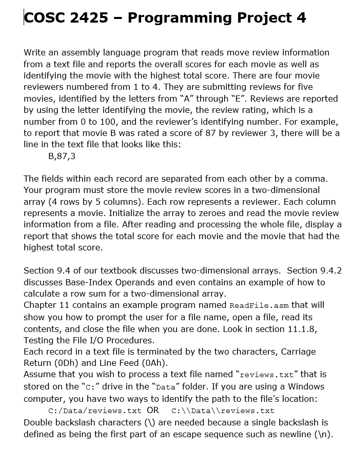 Solved Write an assembly language program that reads move | Chegg.com