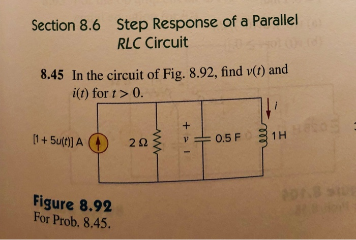 Solved Step Response of a Parallel RLC Circuit Section 8.6 | Chegg.com