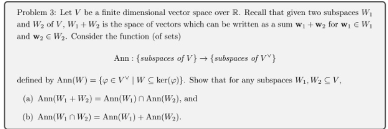 Solved Problem 3: Let V be a finite dimensional vector space | Chegg.com