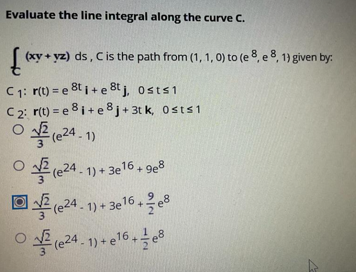 Solved Evaluate the line integral along the curve C. | Chegg.com