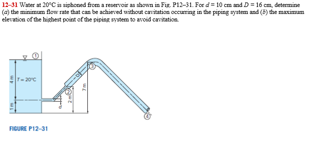 Solved 12-31 ﻿Water at \( 20^{\circ} \mathrm{C} \) ﻿is | Chegg.com