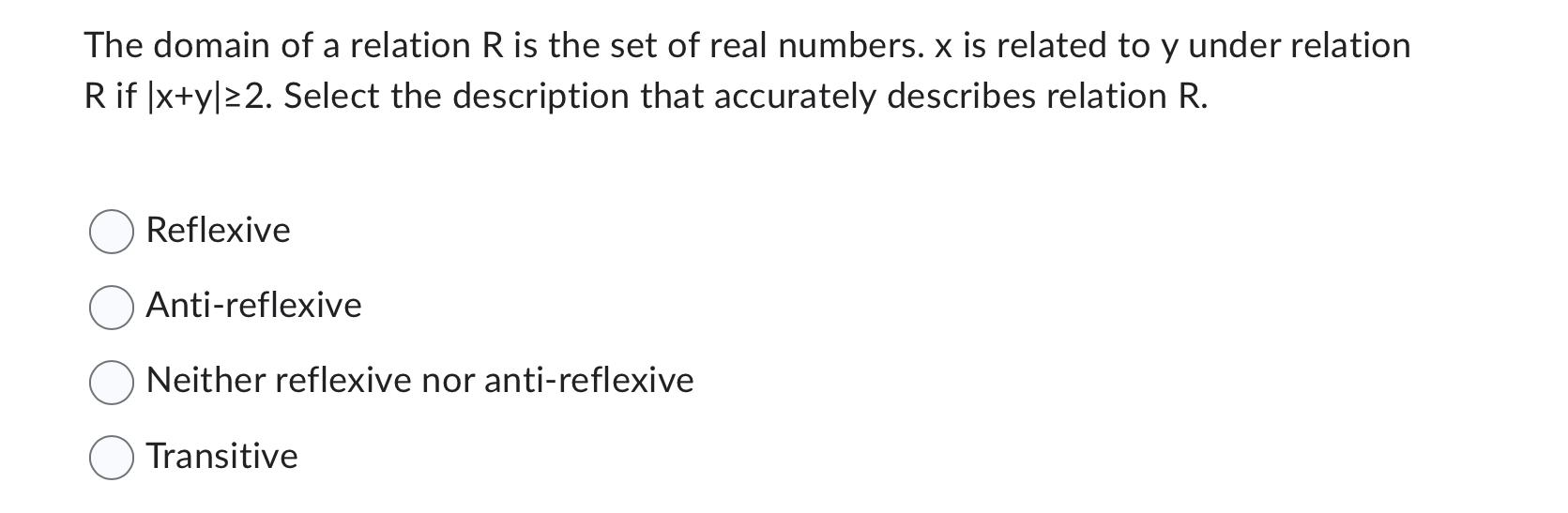Solved The domain of a relation R is the set of real | Chegg.com
