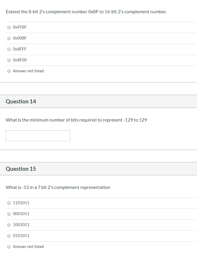 Solved Extend the 8-bit 2's complement number 0x8F to 16-bit | Chegg.com