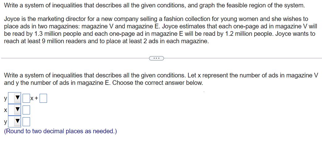 Solved Write a system of inequalities that describes all the | Chegg.com