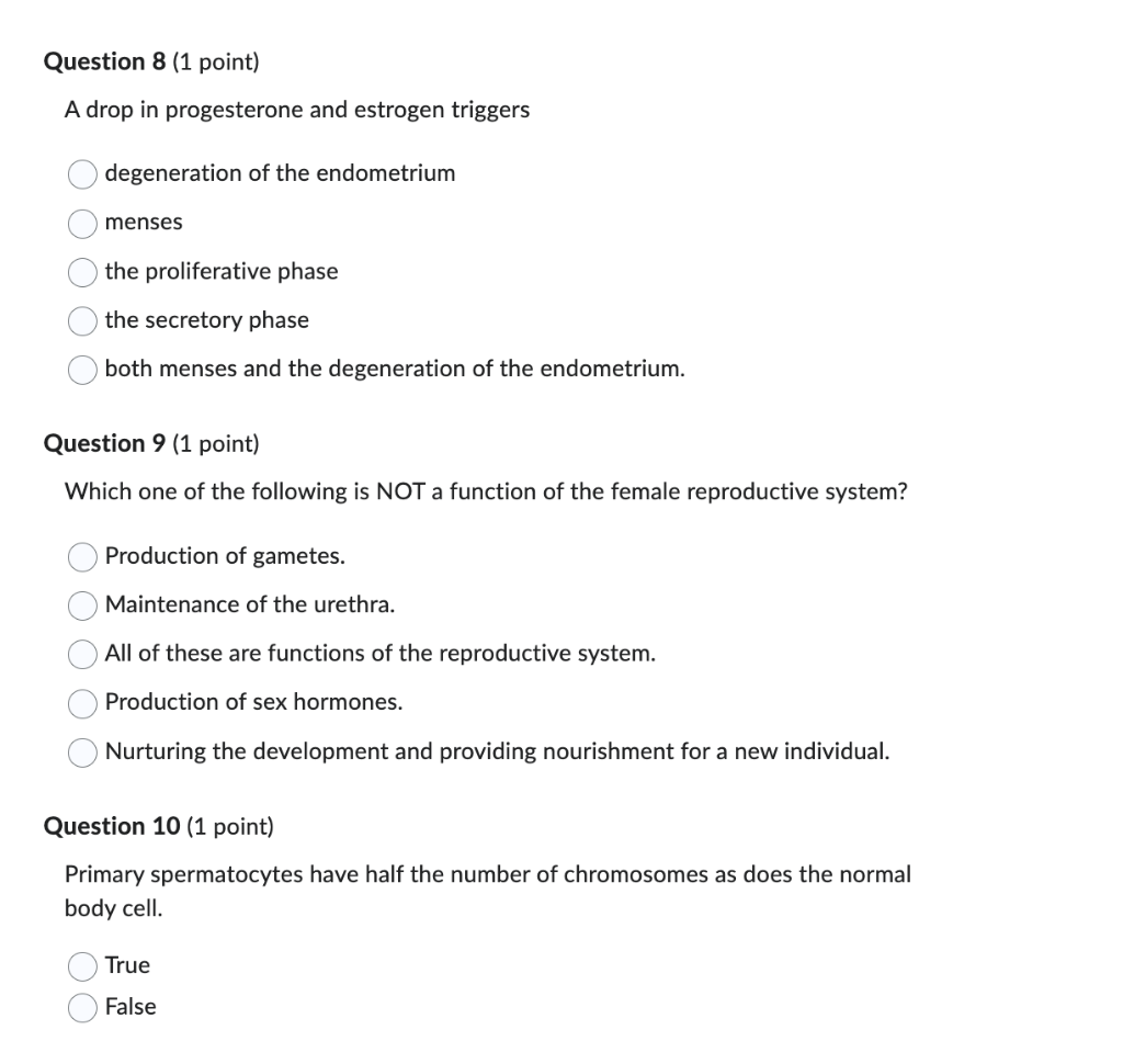 Solved A drop in progesterone and estrogen triggers | Chegg.com
