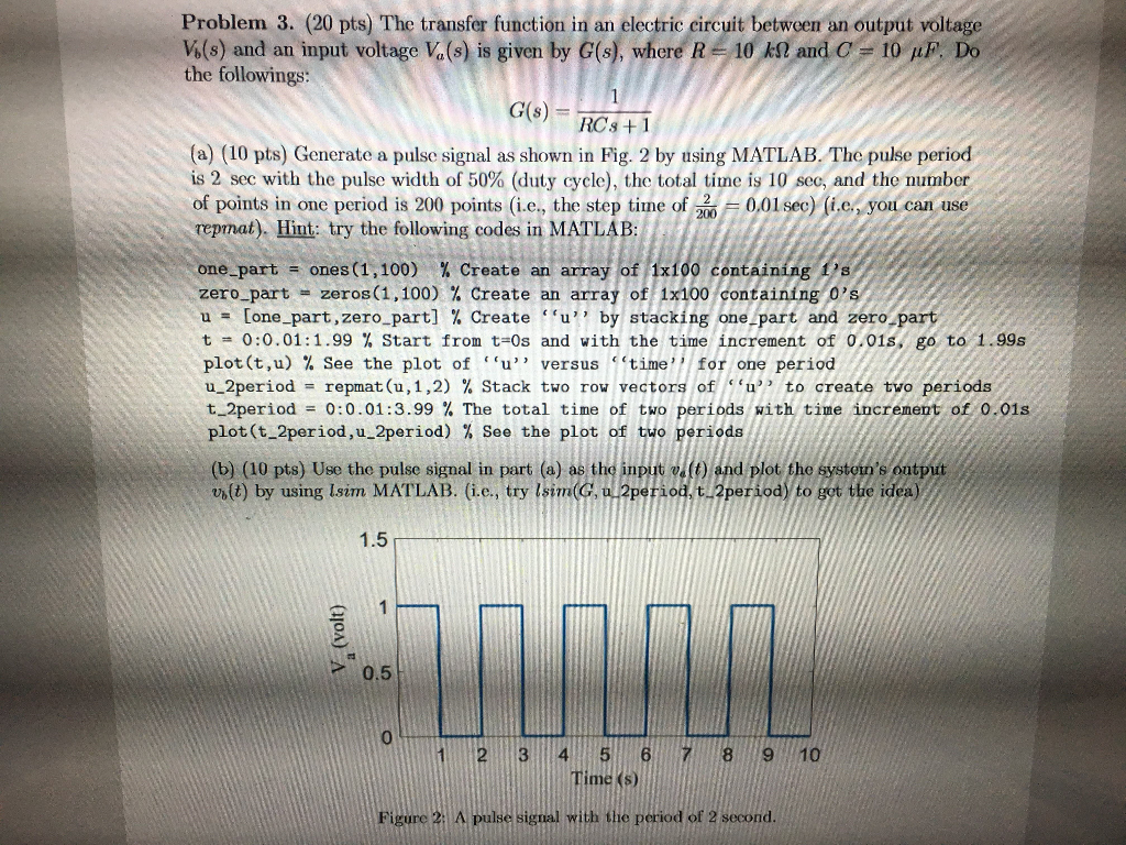 Solved Problem 3. (20 pts) The transfer function in an | Chegg.com