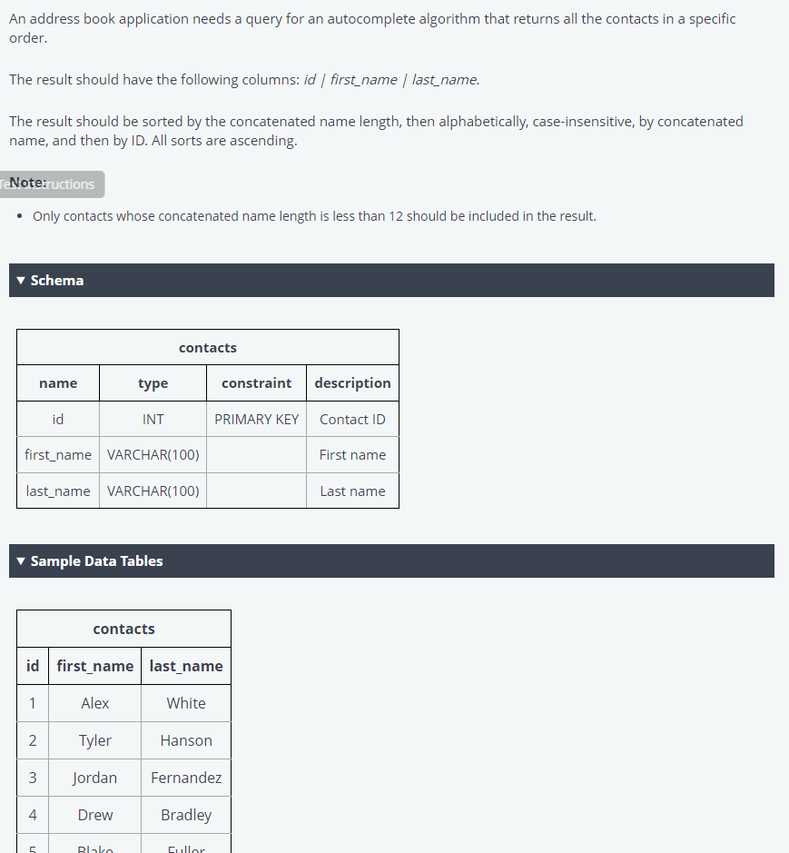 Solved An address book application needs a query for an | Chegg.com