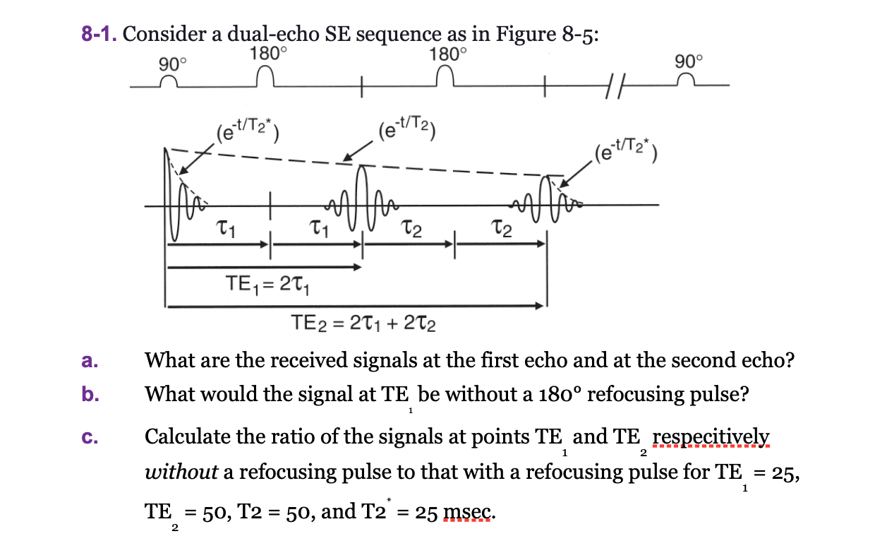 8-1. Consider a dual-echo SE sequence as in Figure | Chegg.com