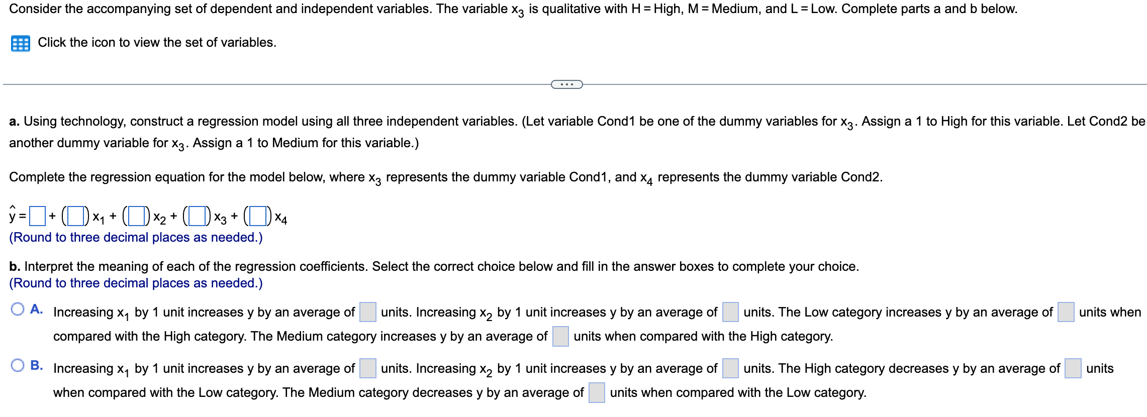 Solved Consider the accompanying set of dependent and | Chegg.com