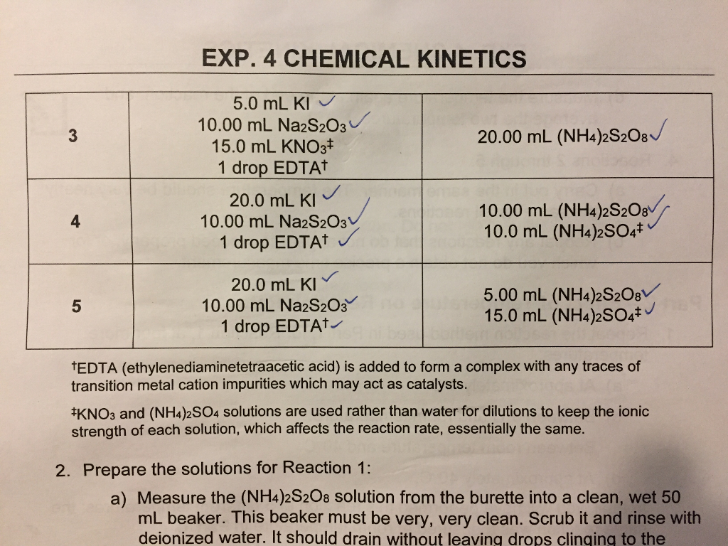Solved EXP. 4 CHEMICAL KINETICS STUDENT COPY DATA SHEET | Chegg.com