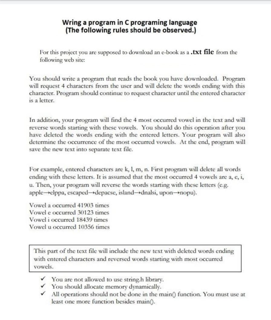 Solved Wring a program in C programing language (The | Chegg.com