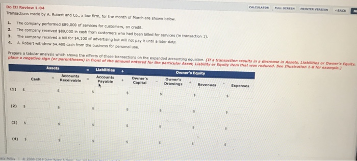 Solved CALCULATOR PULL SCREEN PRINTER VERSION BACK Do Itl | Chegg.com