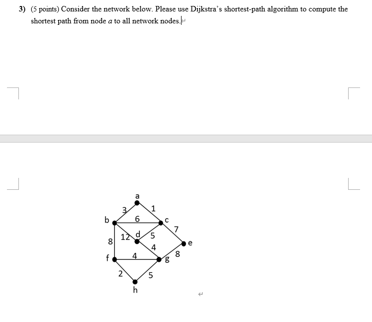 Solved 3) (5 points) Consider the network below. Please use | Chegg.com