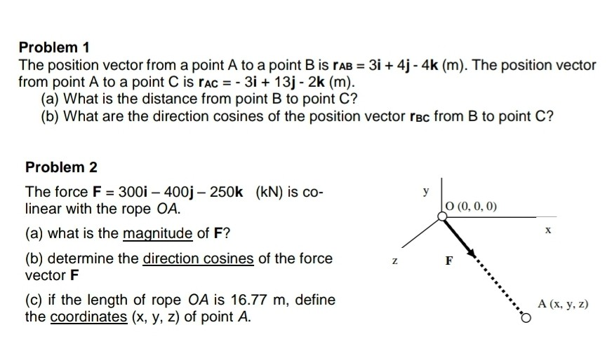 Solved Problem 1 The position vector from a point A to a | Chegg.com