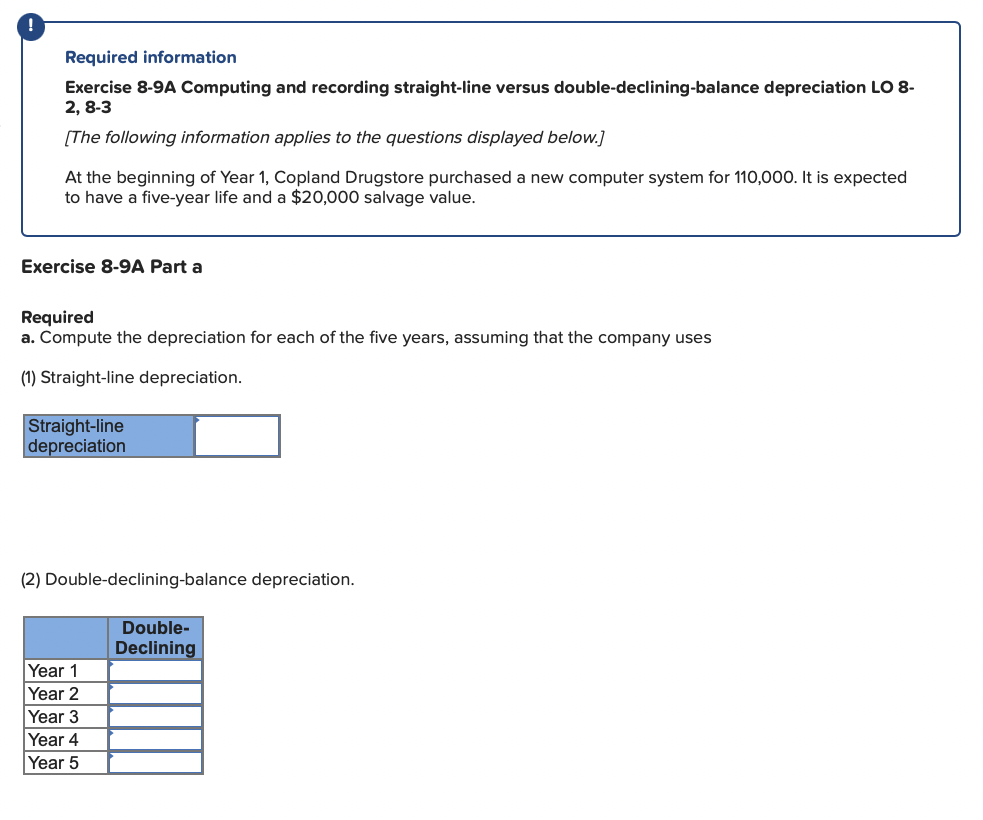 Solved Required information Exercise 8-9 A Computing and | Chegg.com