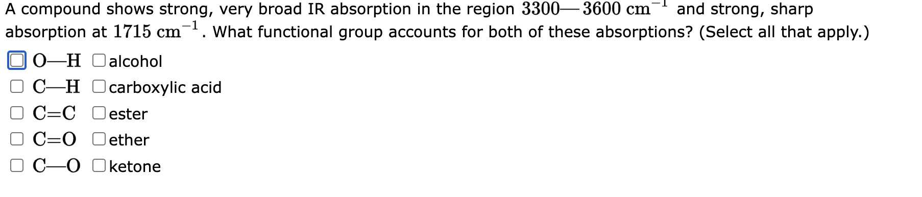 Solved A compound shows strong, very broad IR absorption in | Chegg.com
