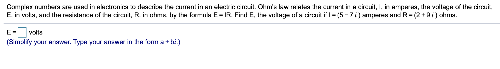Solved Complex numbers are used in electronics to describe | Chegg.com