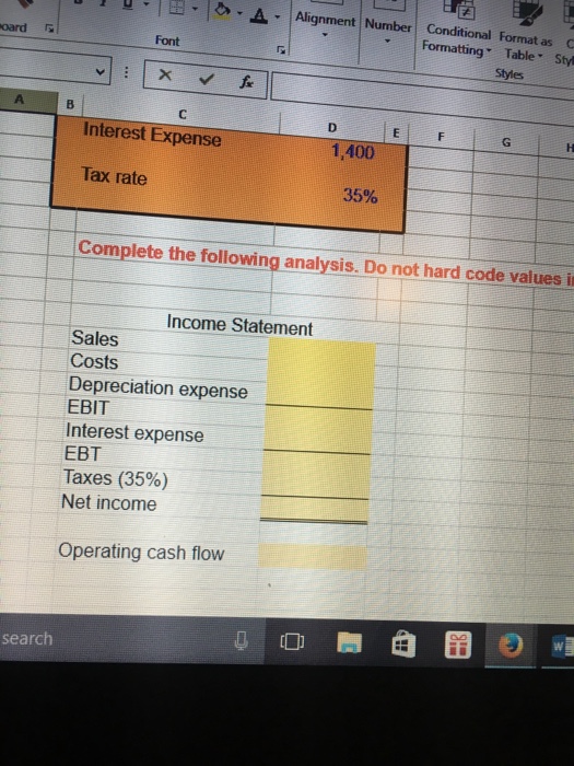 Solved Calculating OCF- Excel HOME INSERT PAGE LAYOUT | Chegg.com